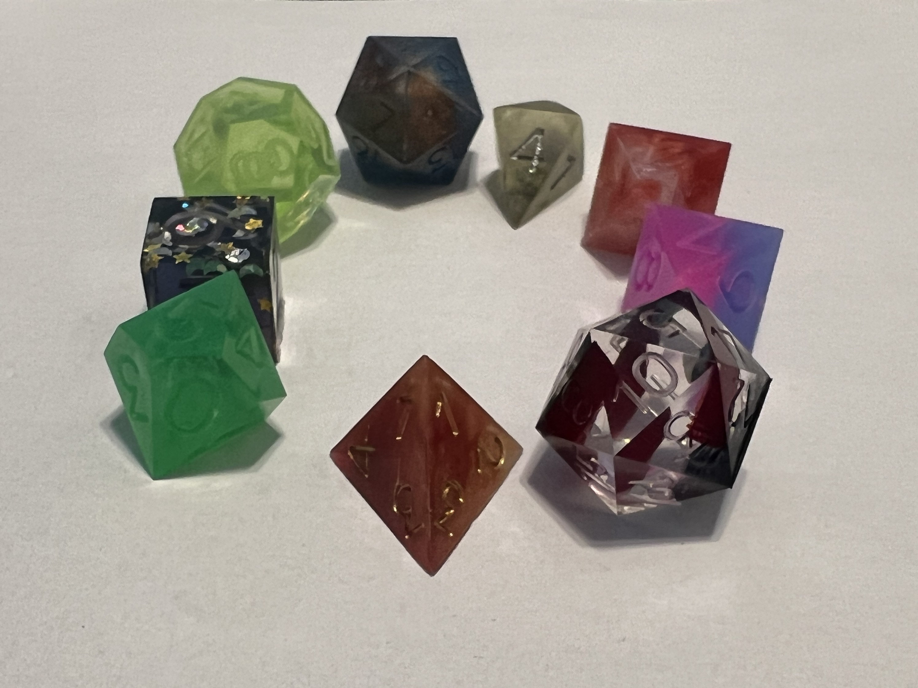 Custom Dice Set Plus Extra D20 and Crystal D4 - Etsy