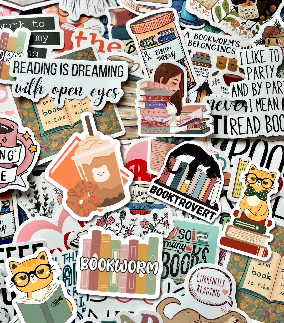 10 Book Stickers, Reading Sticker Pack, Waterproof Stickers, Water ...