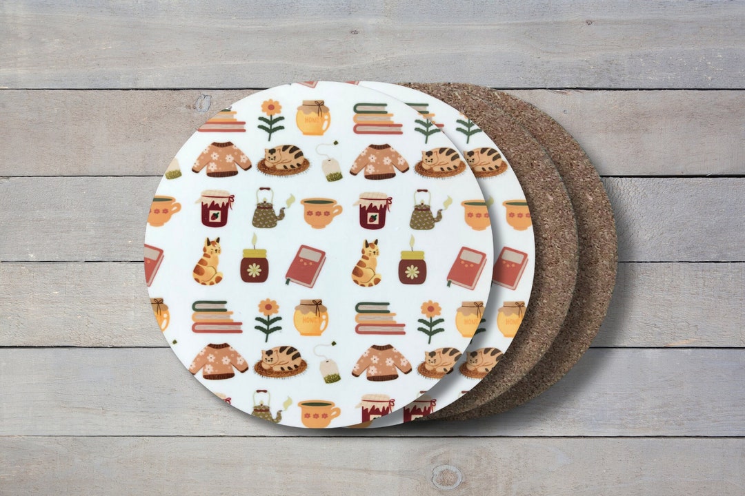 Cozy Coasters Cottagecore Coaster Bookish Coasters - Etsy