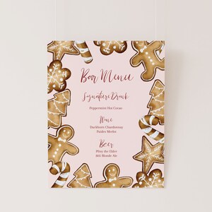 Gingerbread Cookie Bar Menu TEMPLATE, Holiday Party Bar Sign Printable ...