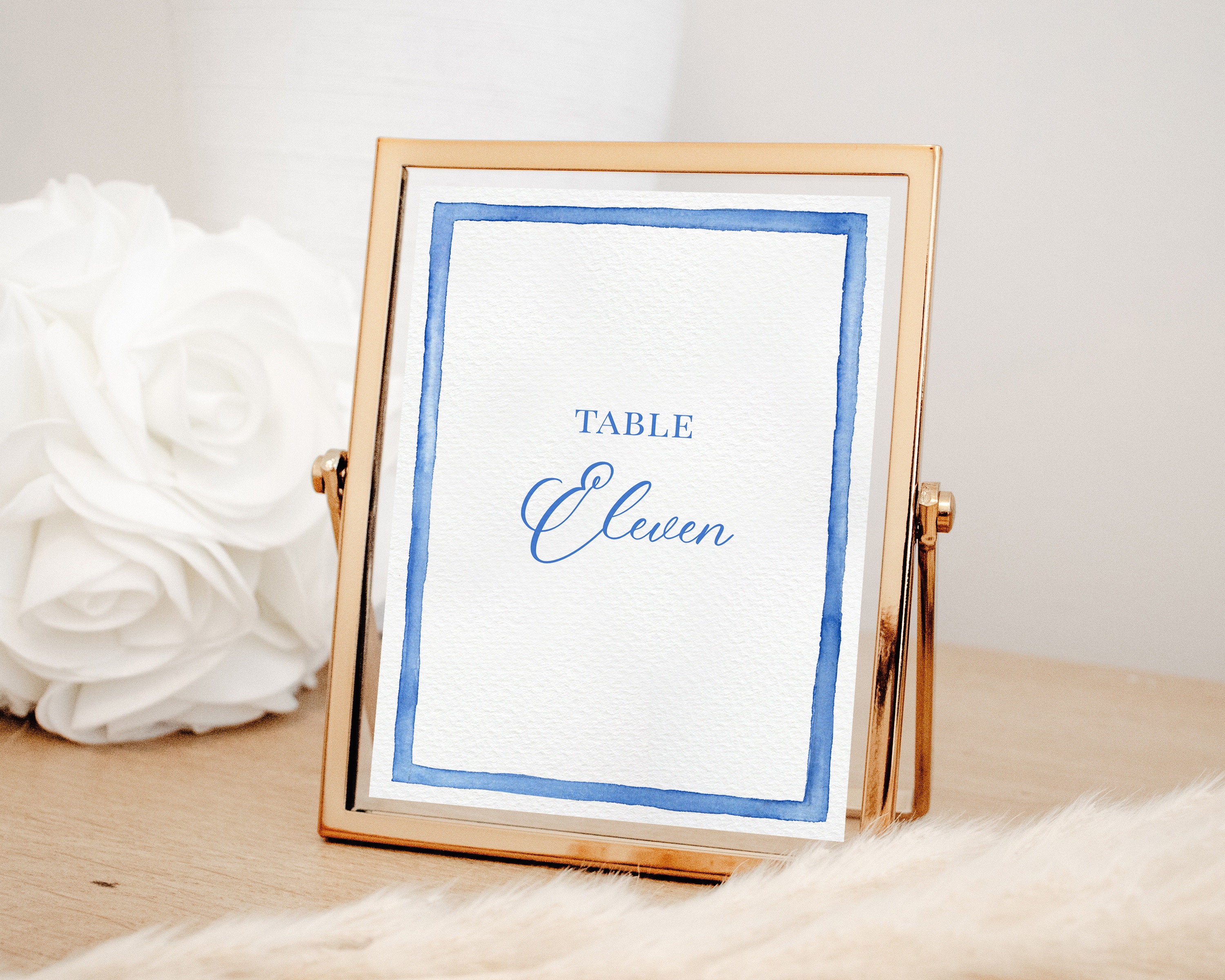 Light Blue Watercolor Frame Table Numbers TEMPLATE, Printable Table ...