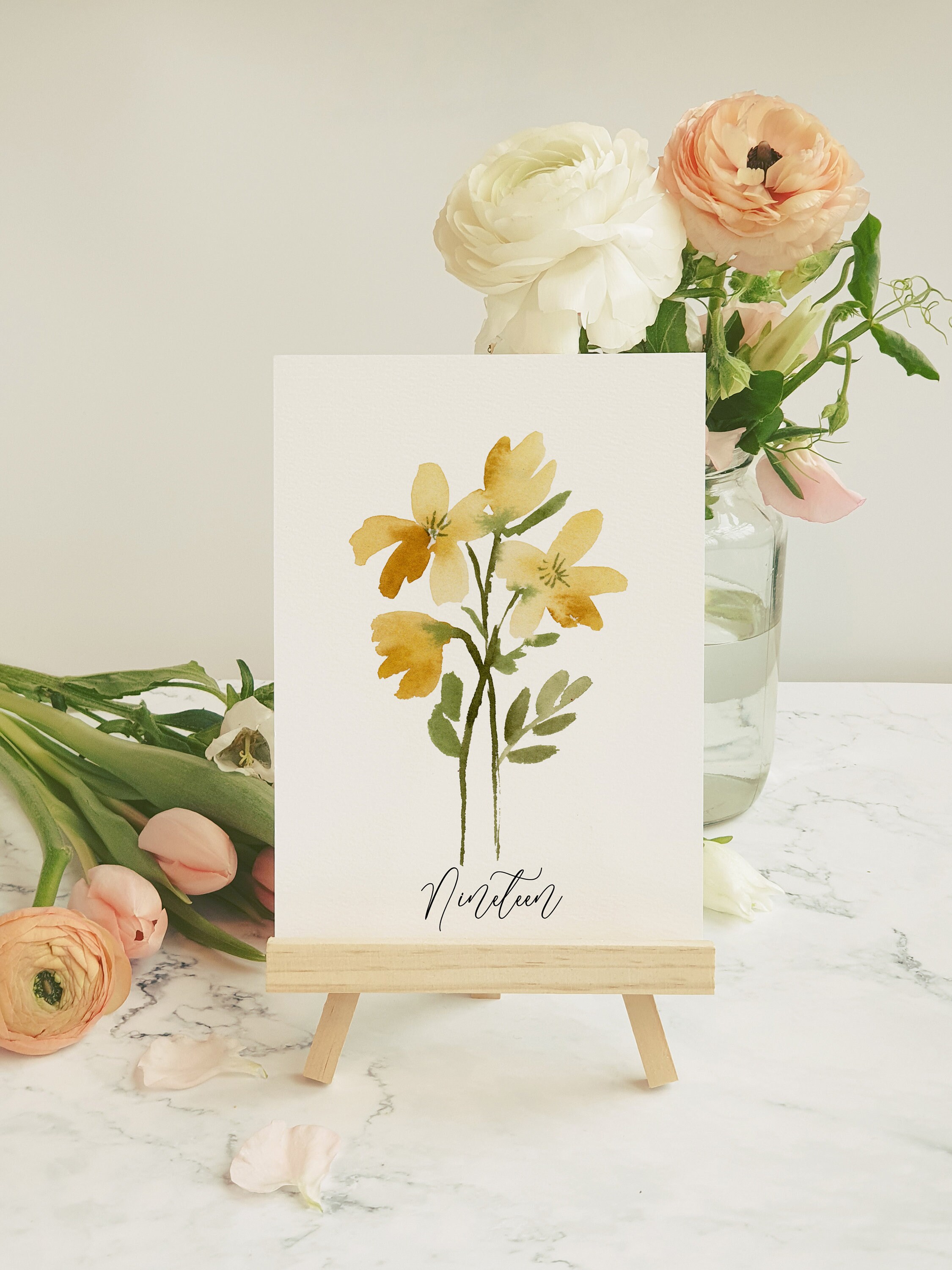 Wildflower Table Number Template Floral Table Numbers - Etsy