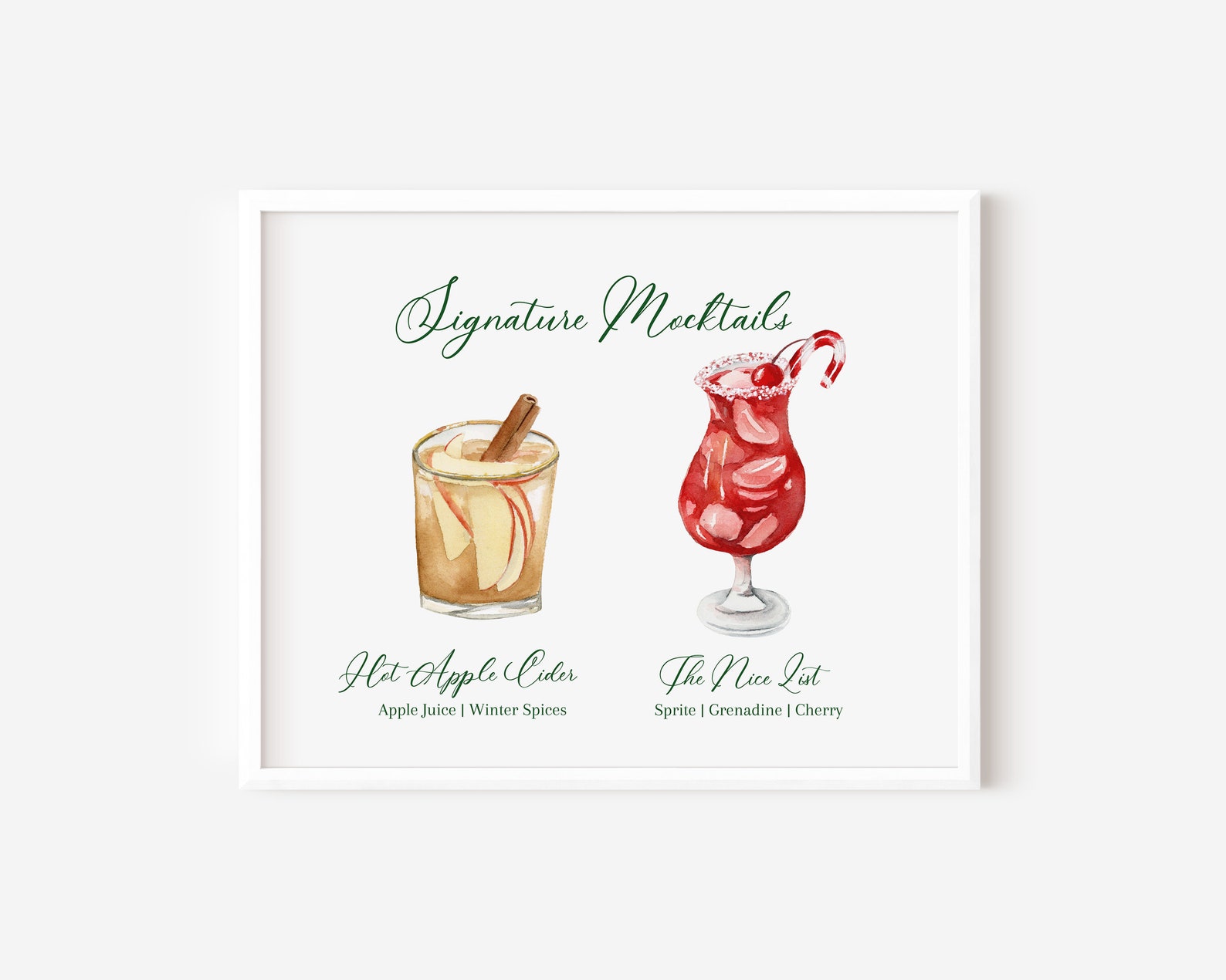 Christmas Signature Mocktail Sign TEMPLATE, Printable Holiday Drink ...