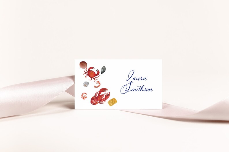 Clam Bake Watercolor Place Card Template New England Clam - Etsy