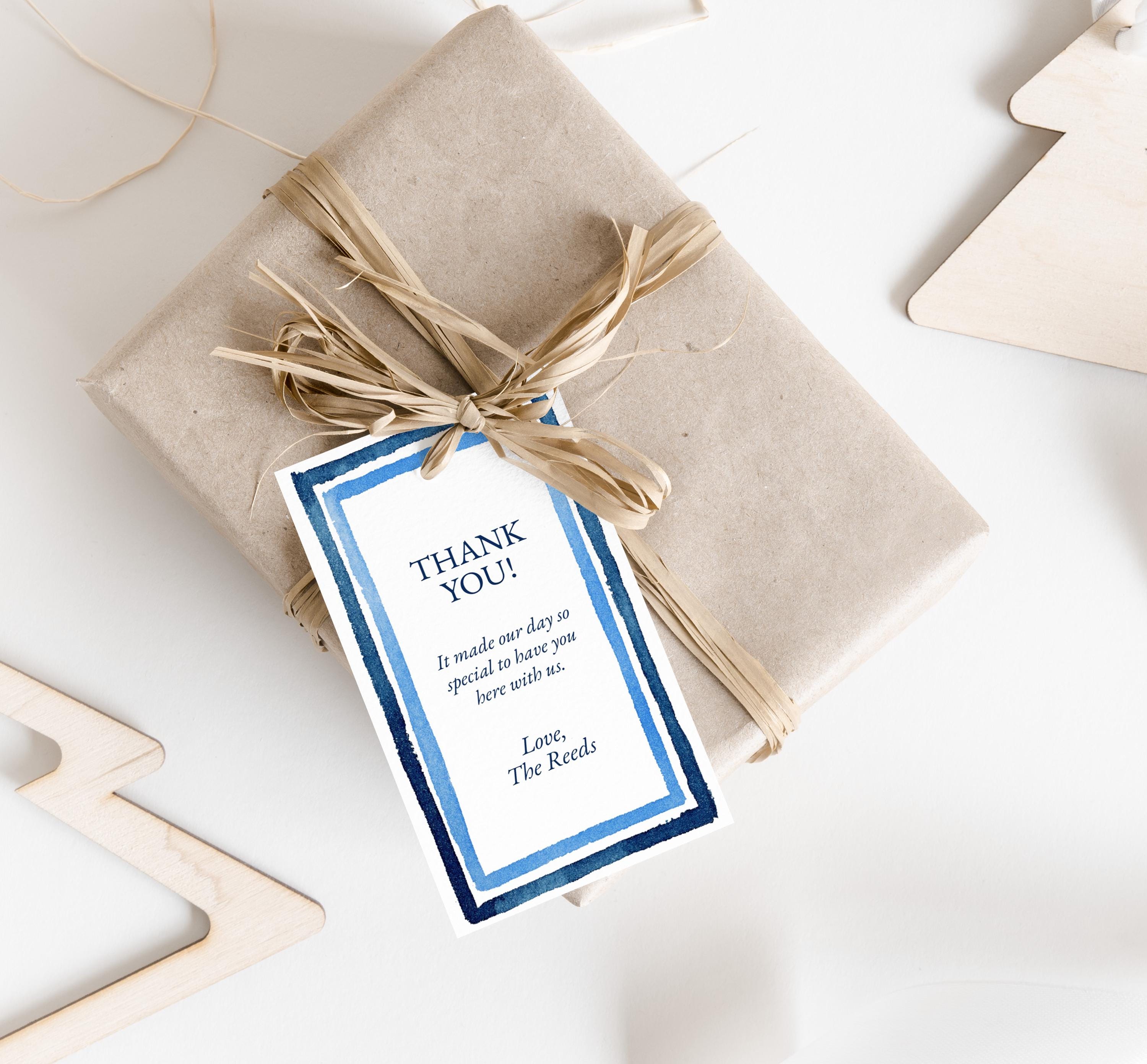 Blue Watercolor Frame Gift Tag Template: Printable Wedding Favor (2x3.5 ...
