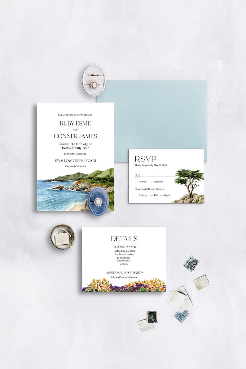 Big Sur Invitation TEMPLATE California Coastal Wedding - Etsy