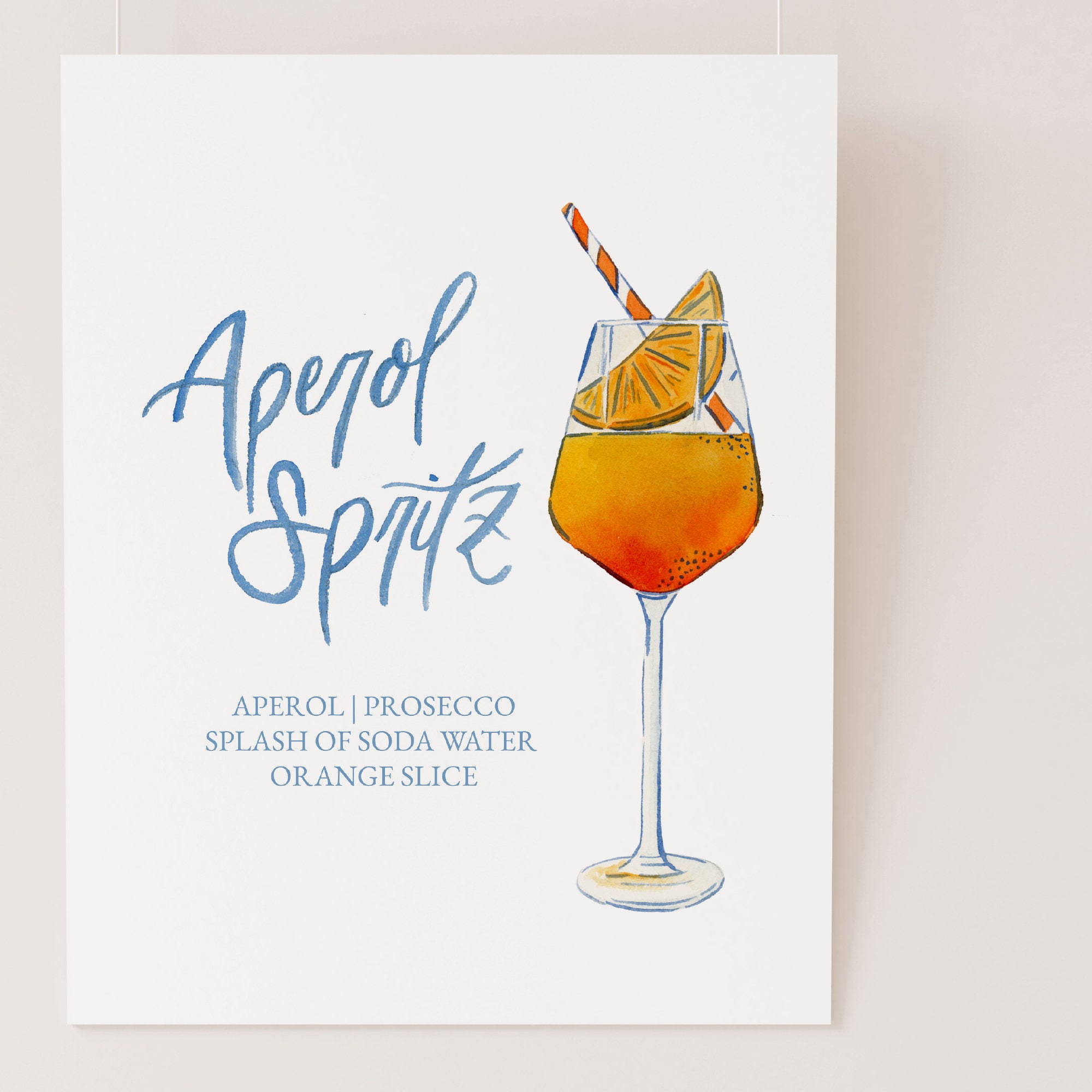 Aperol Spritzer Watercolor Cocktail Menu TEMPLATE Signature - Etsy