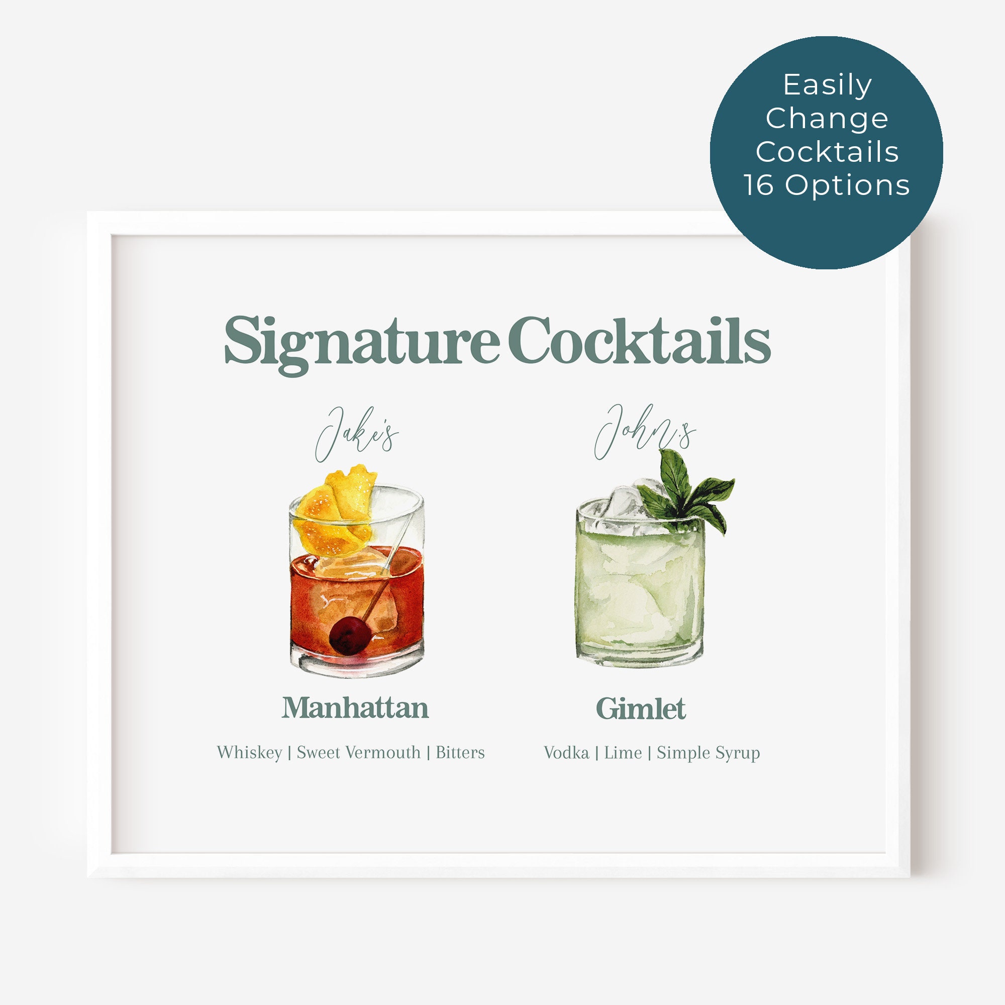 Signature Cocktail Menu TEMPLATE Retro 16 Options Mojito - Etsy