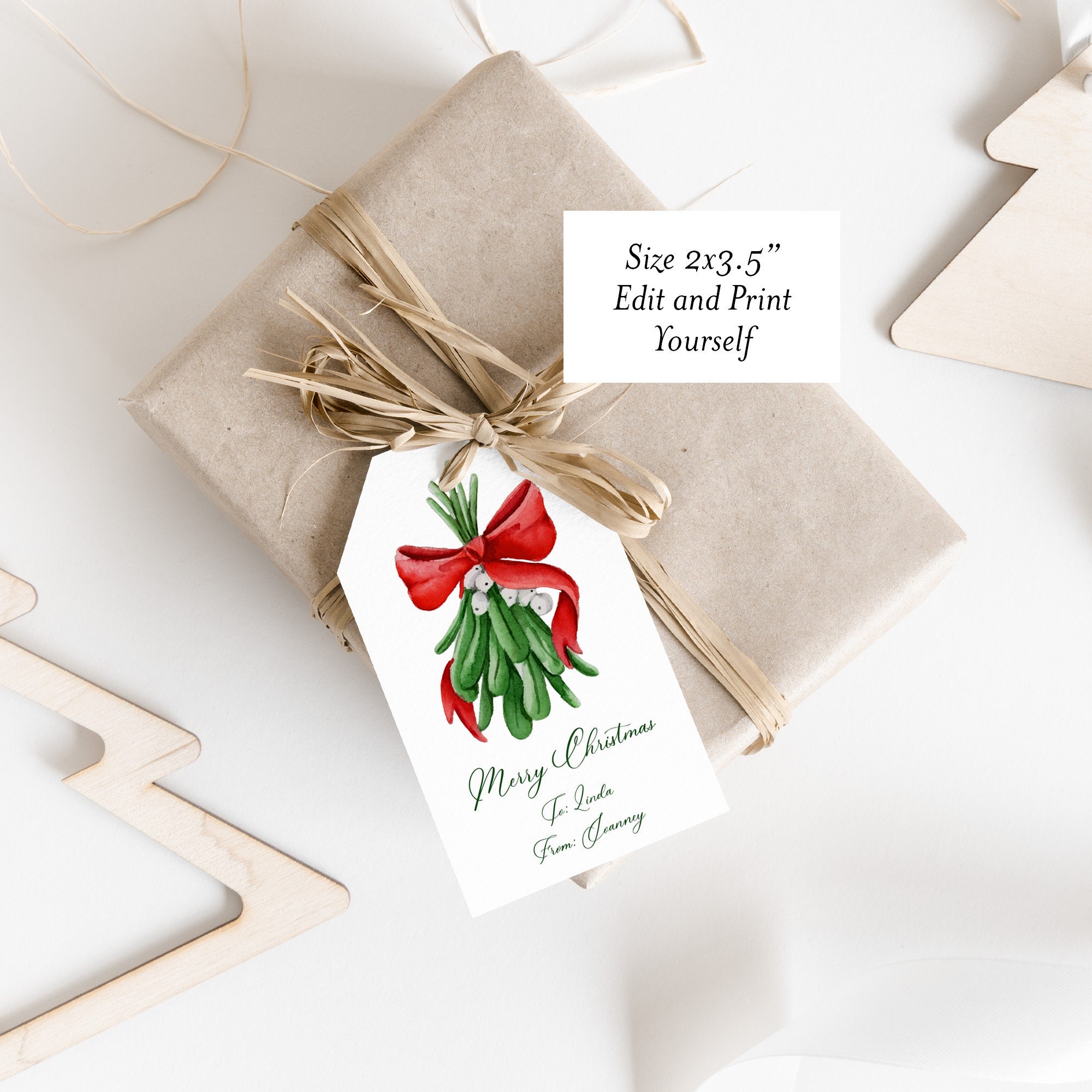 Mistletoe Gift Tag TEMPLATE Printable Christmas Gift Tags - Etsy
