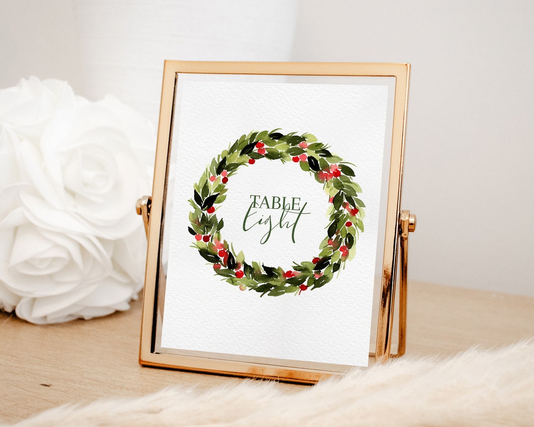 Holiday Wreath Table Numbers TEMPLATE, Christmas Table Numbers ...