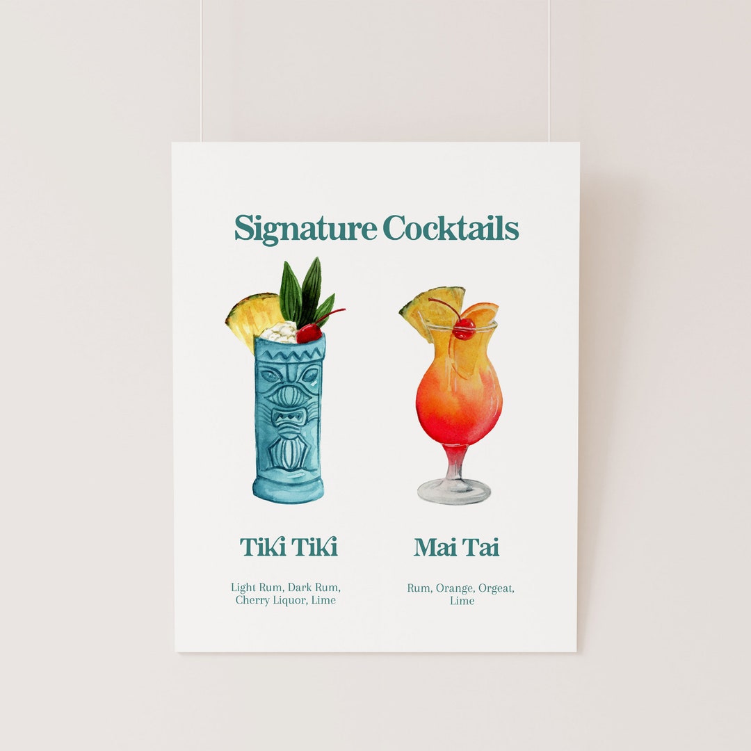 Signature Cocktails Menu, 2 Signature Cocktail Template, Tiki Drink ...