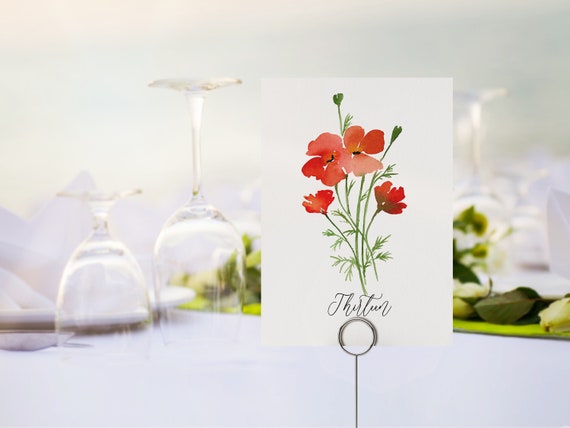 Wildflower Table Number Template Floral Table Numbers - Etsy