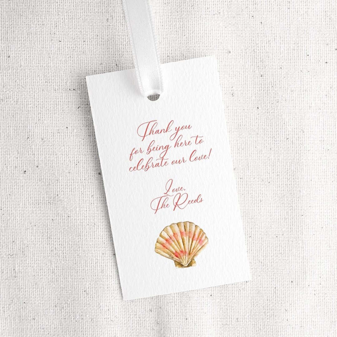 Seashell Gift Tag TEMPLATE, Watercolor Frame, Gift Tag Printable ...