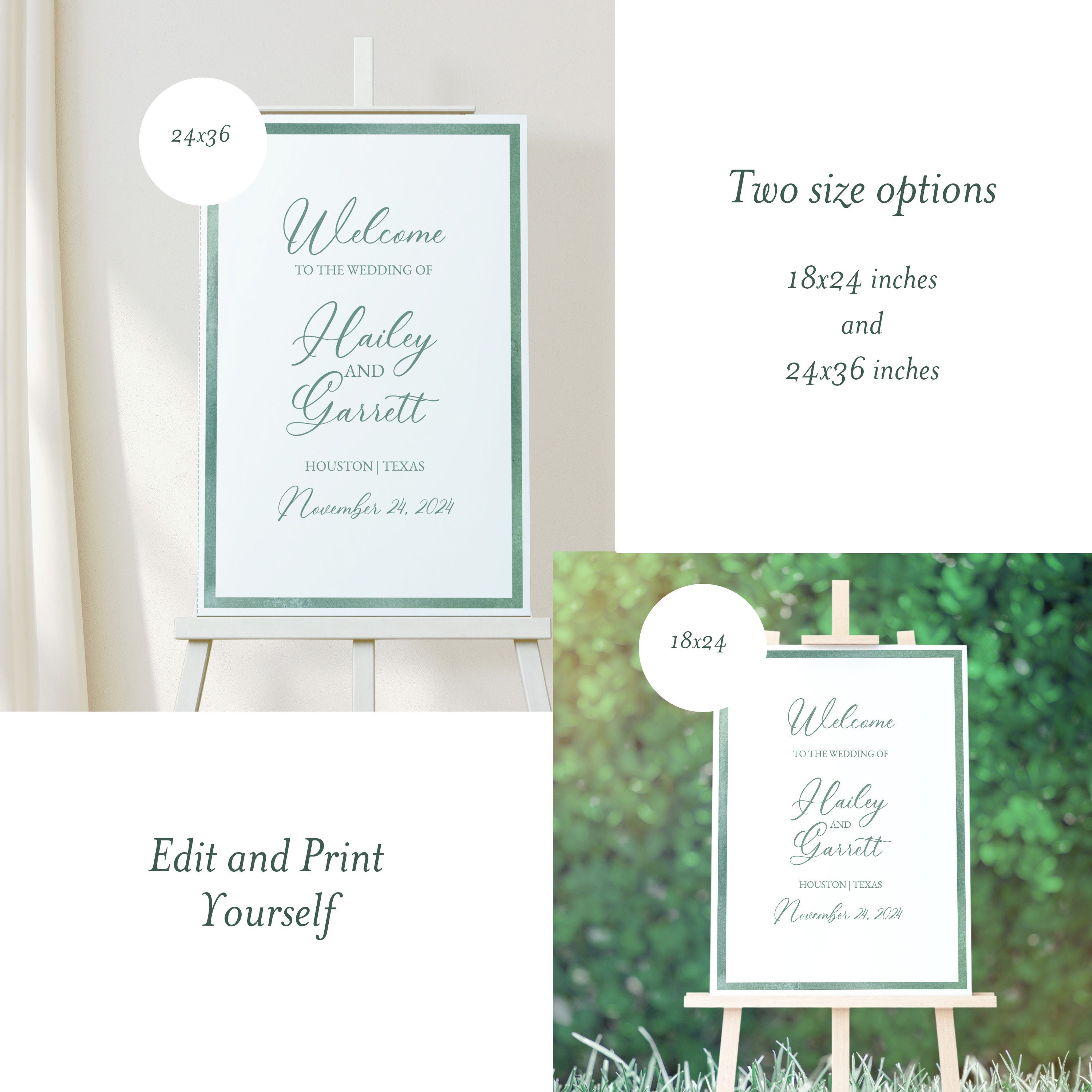 Sage Green Watercolor Welcome Sign Welcome Sign Template - Etsy