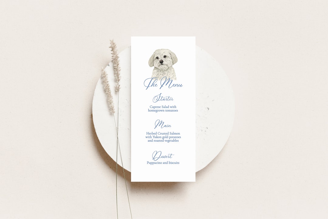 Maltese Dog Watercolor Dinner Menu Template (4x9 Printable) - Etsy
