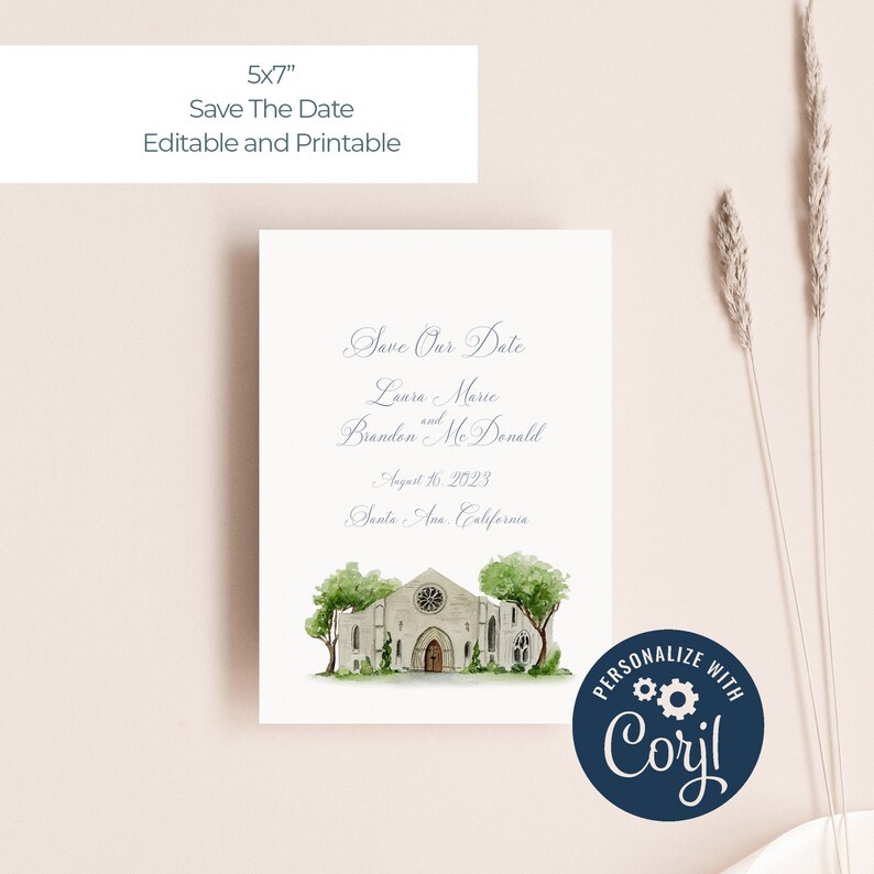 Watercolor Church Save the Date: Saint Joseph, Santa Ana (digital ...