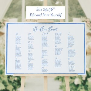 Alphabetical Seating Chart TEMPLATE, Editable Table Assignment Sign ...