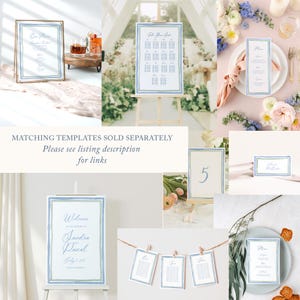 Table Numbers Light Blue and Green Watercolor Frame, TEMPLATE ...