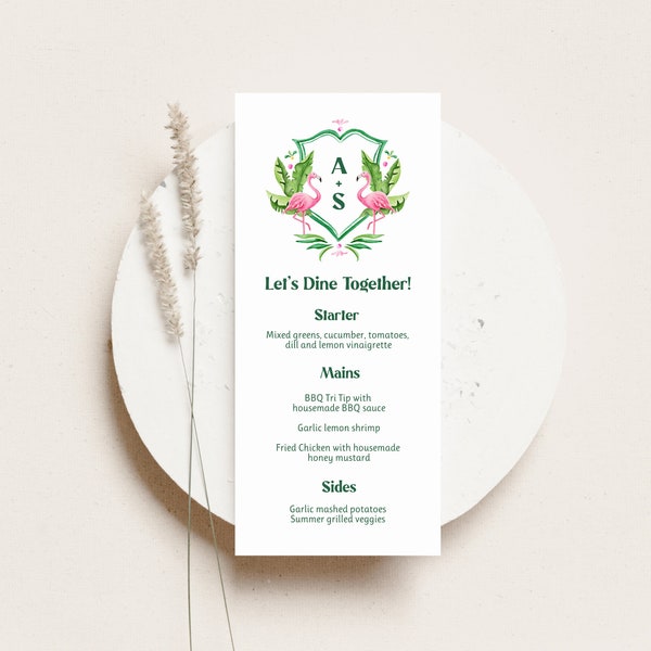 Flamingo Menu Template - Etsy