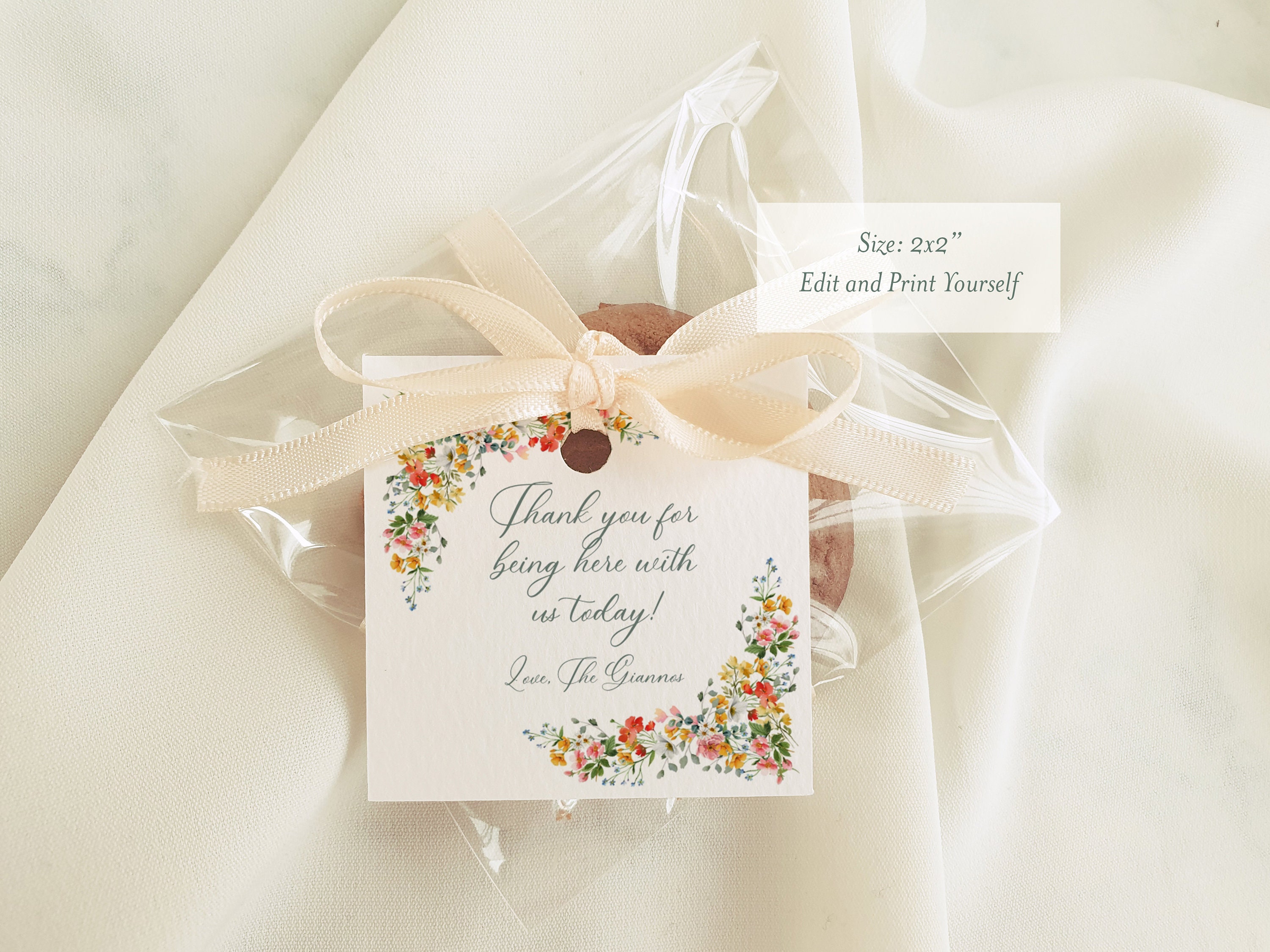 Floral Watercolor Favor Tag TEMPLATE, Botanical Gift Tag, Favor Tag ...