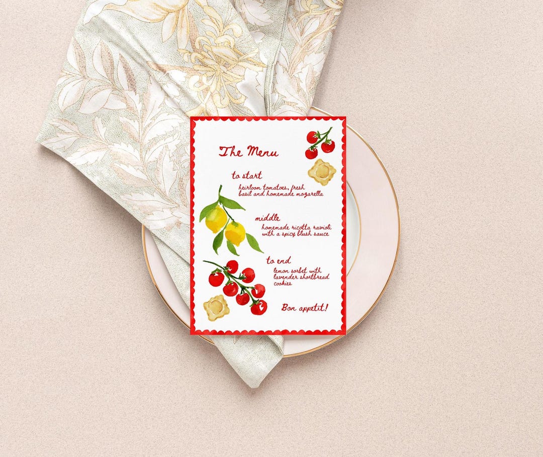 Printable Food Menu, Italian Style Menu, Thats Amore Menu, Red Scallop ...