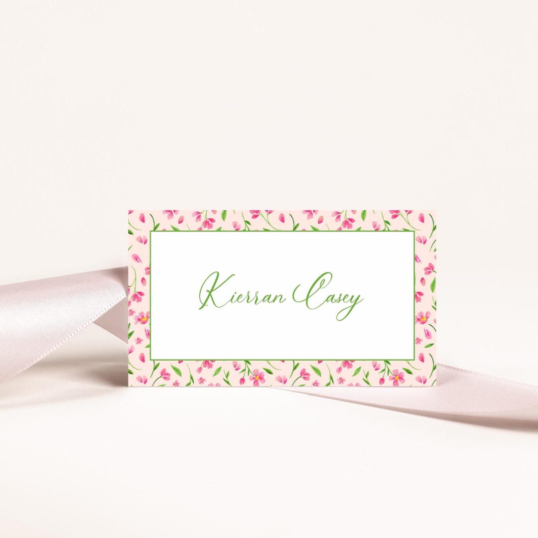 Pink Floral Place Card Template: Bridal/baby Shower (digital Download ...