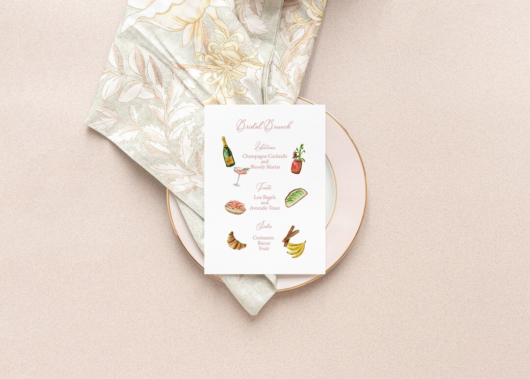 Brunch Menu TEMPLATE, Watercolor Brunch Menu Items, Printable Menu ...