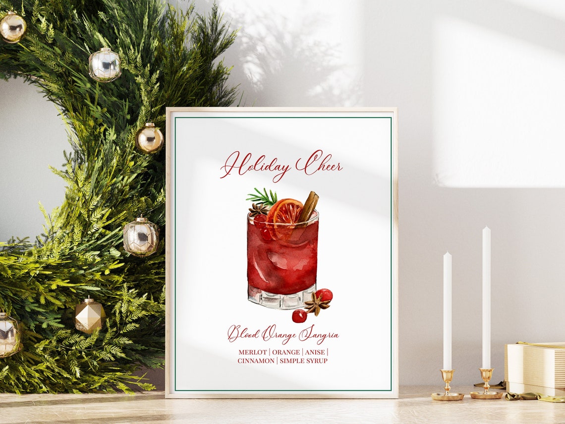 Christmas Sangria Bar Menu Sign TEMPLATE Printable Holiday - Etsy