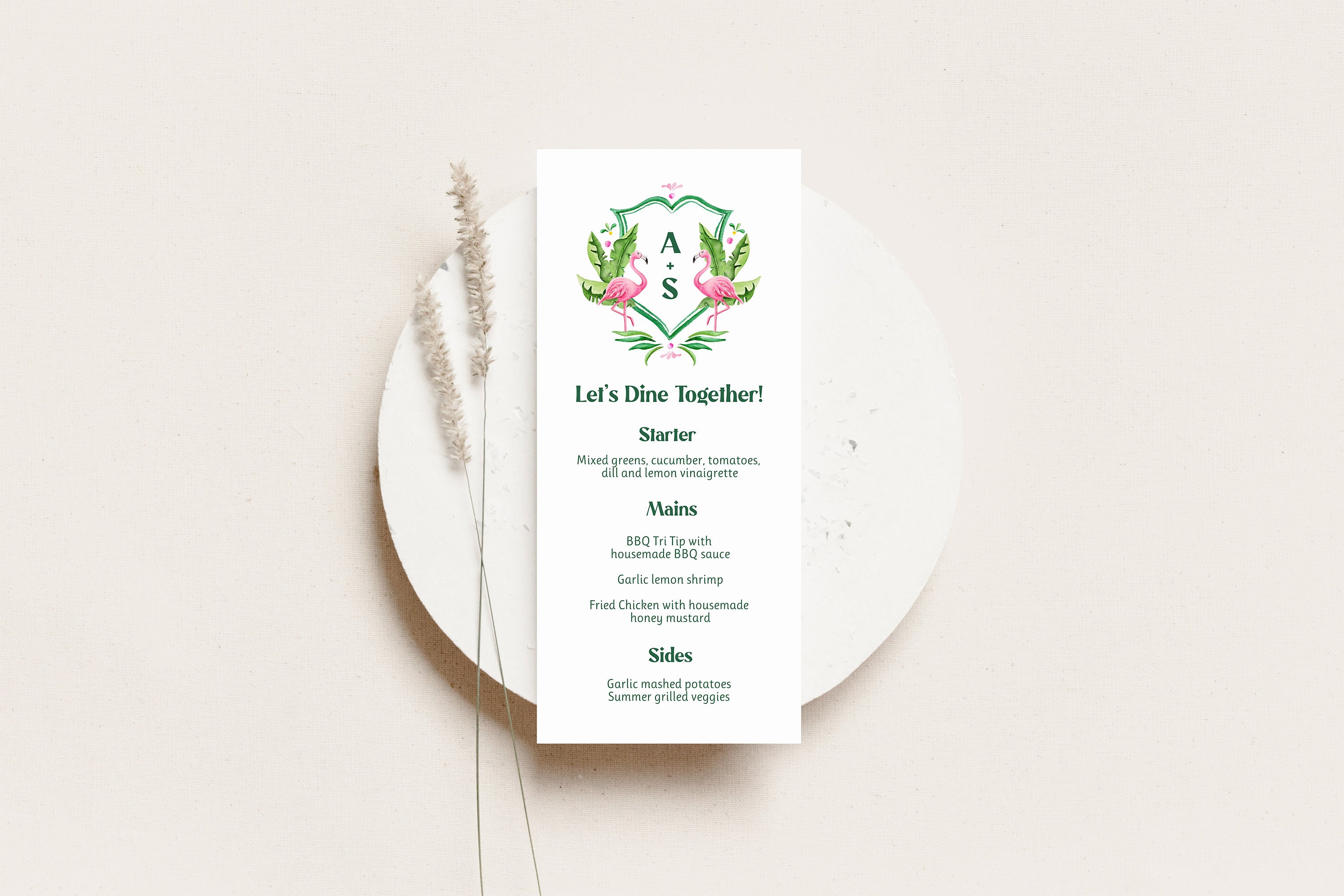 Watercolor Flamingo Menu TEMPLATE Palm Springs Wedding Menu - Etsy