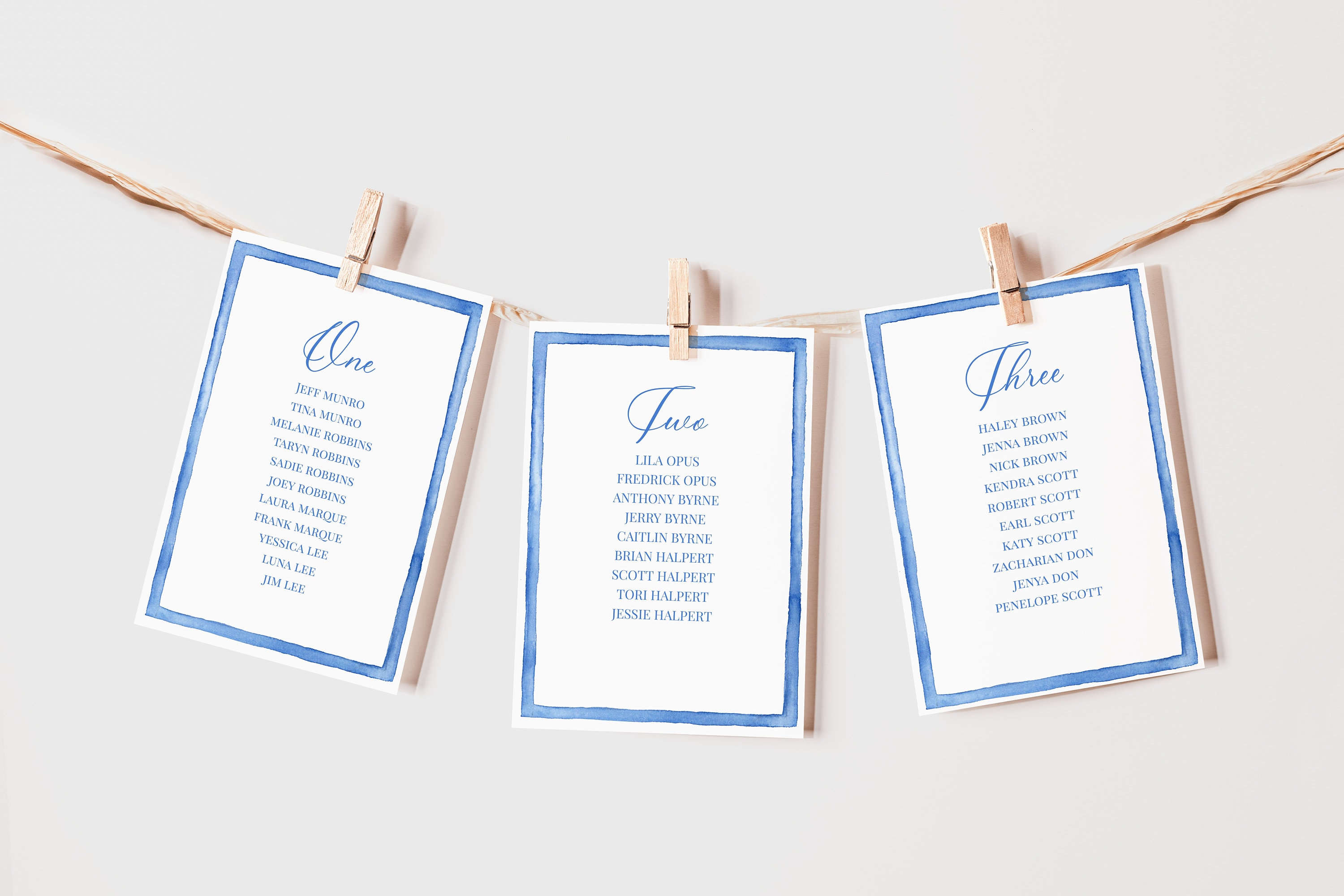 Seating Chart Cards, Editable Table Assignment Sign, Light Blue ...