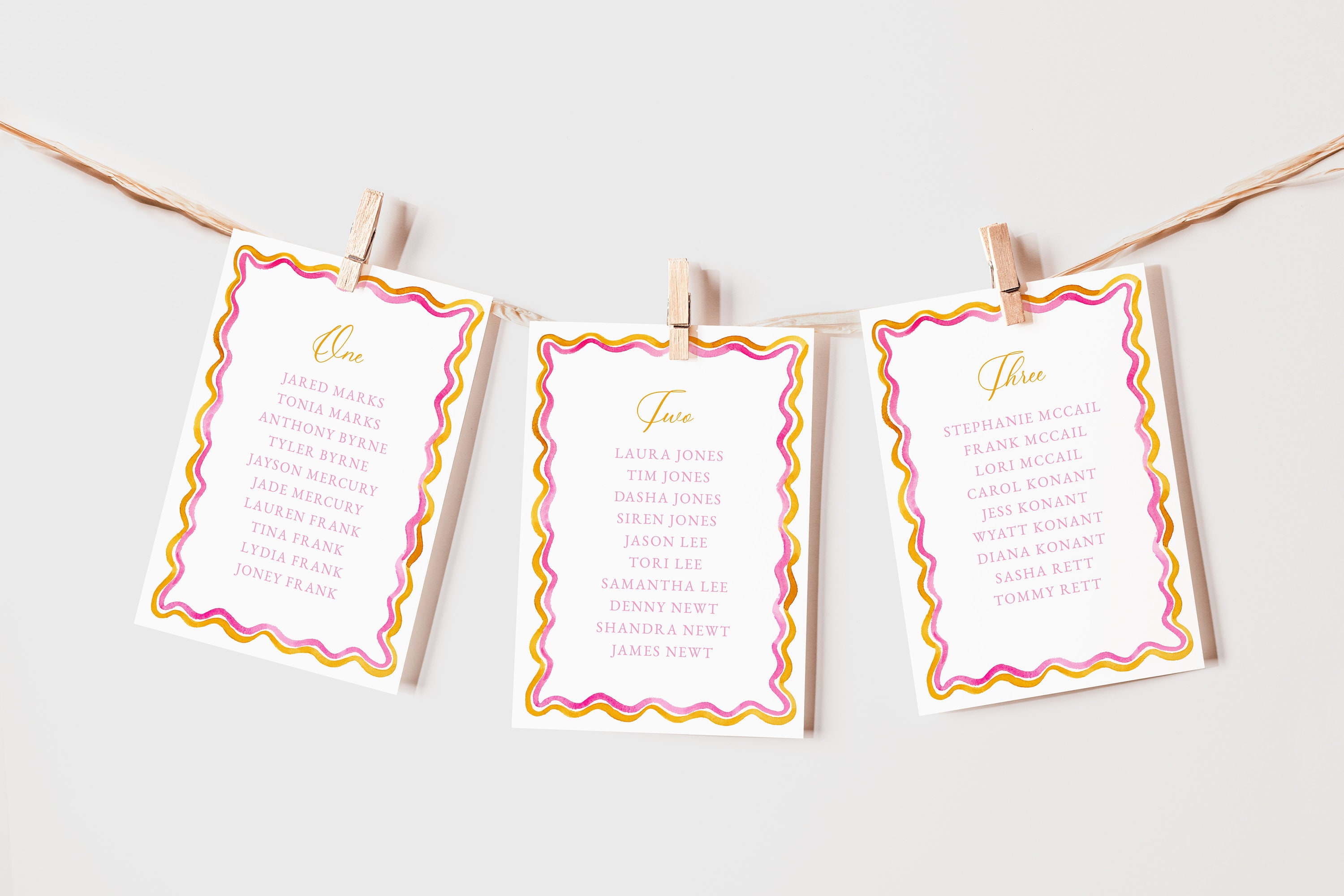 Sherbet Squiggle Seating Chart, Card Seating Chart, Printable Table ...