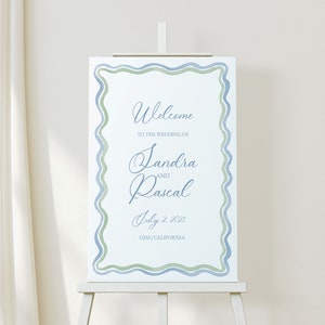 Light Blue and Green Watercolor Squiggle Welcome Sign, Dusty Blue, Sage ...