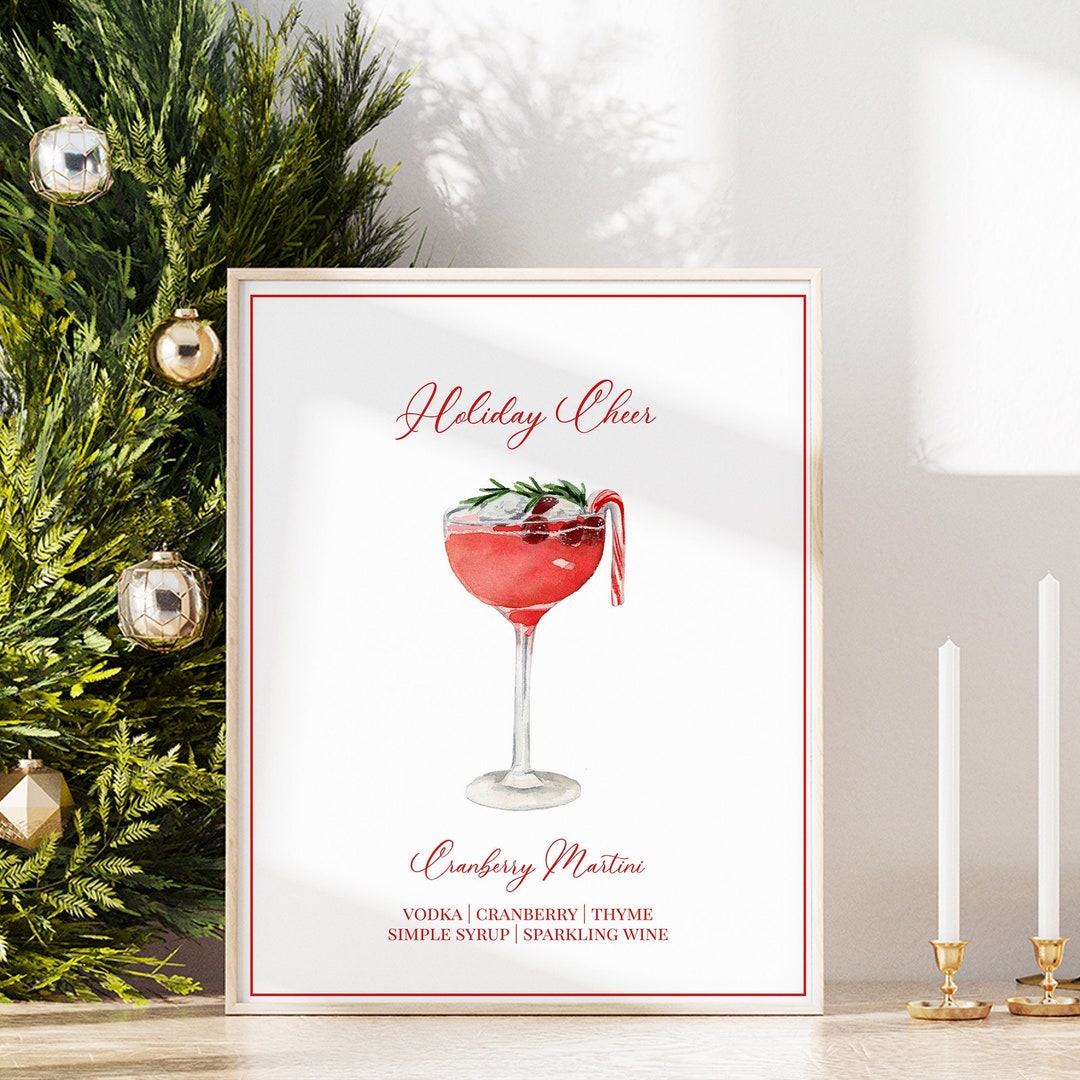 Christmas Martini Signature Cocktail Menu TEMPLATE, Cranberry Martini ...
