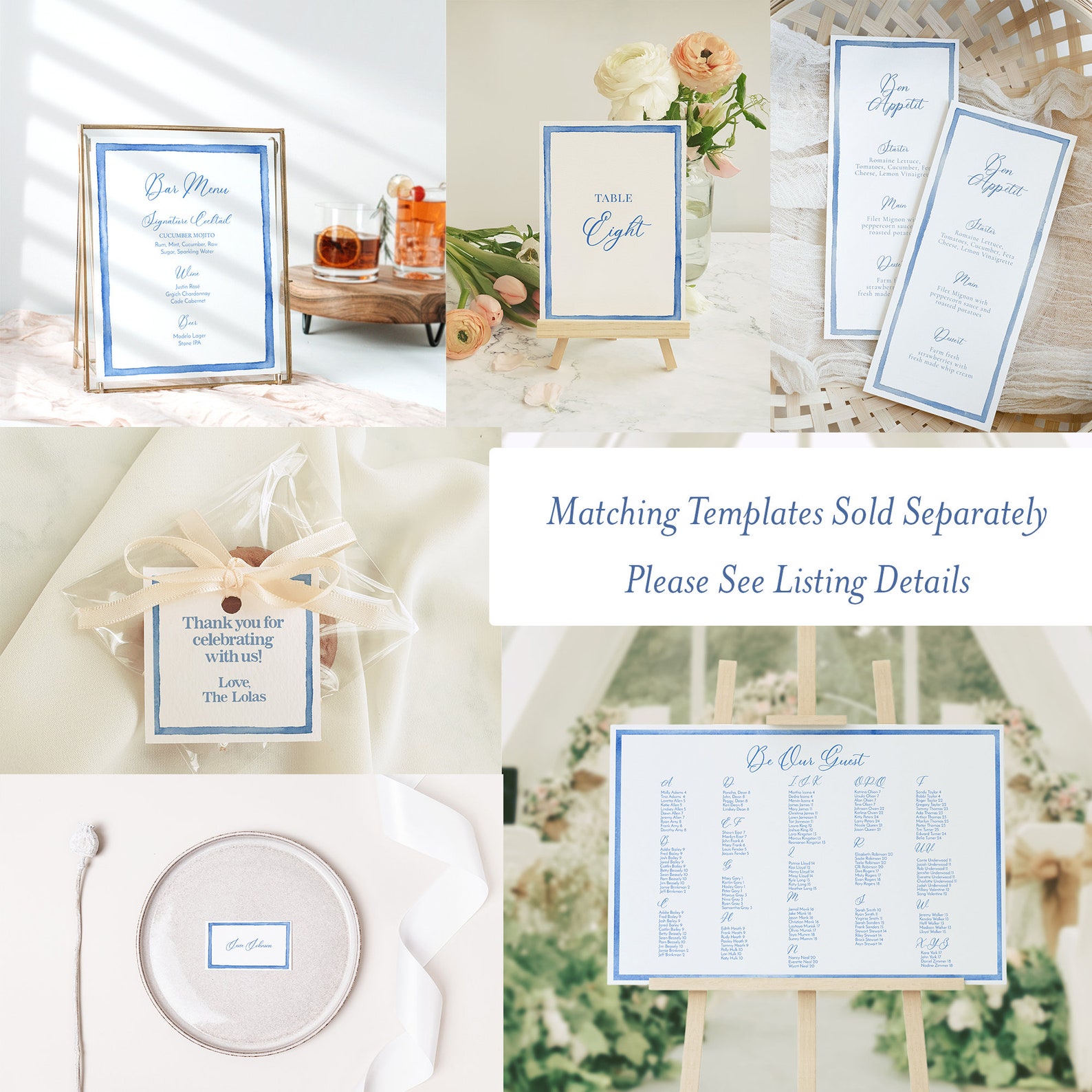 Light Blue Watercolor Frame Table Numbers TEMPLATE, Printable Table ...