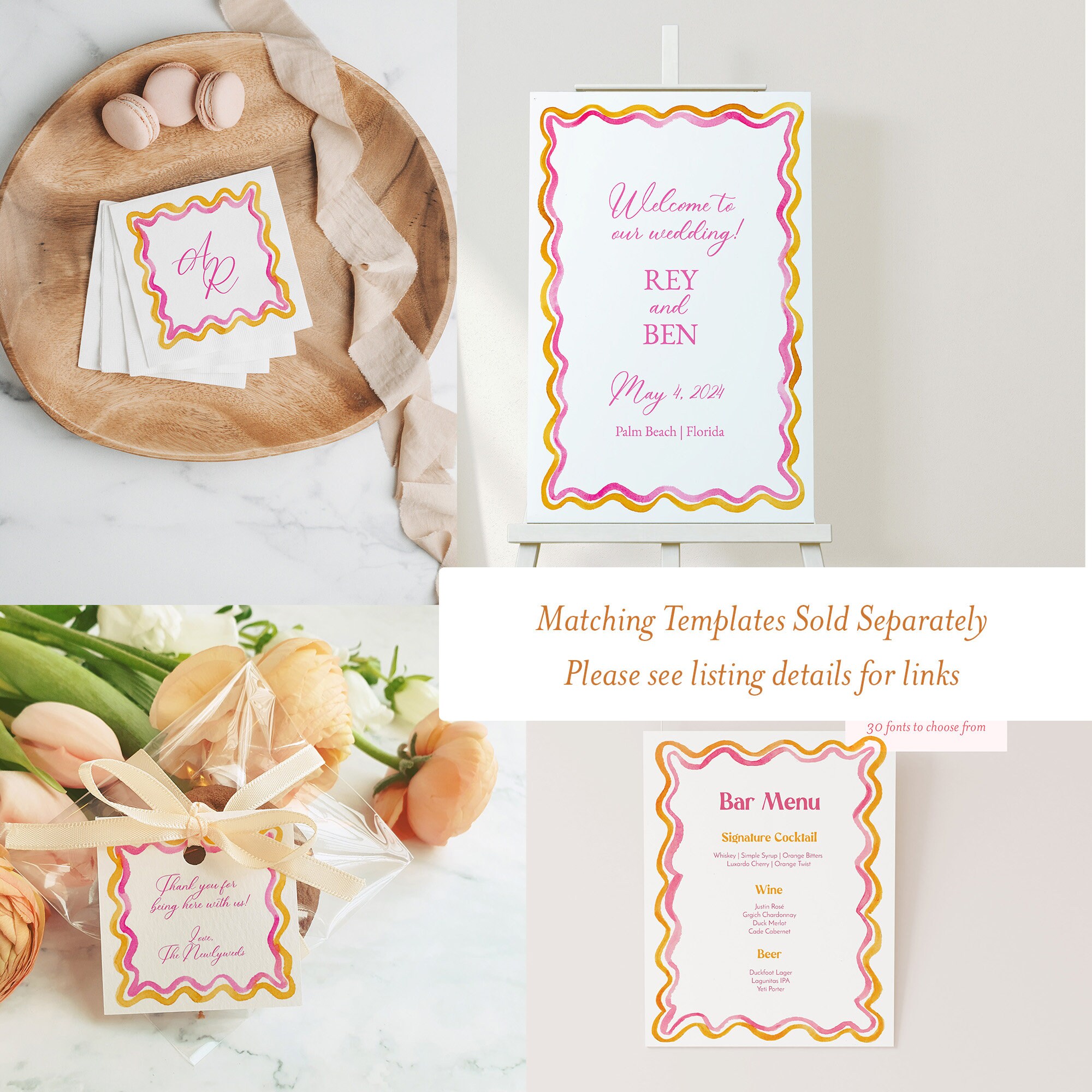 Watercolor Scallop Edge Table Number TEMPLATE, Sherbet Color Table ...