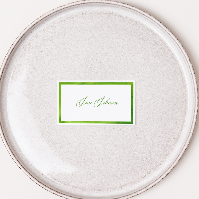 Lime Green Watercolor Frame Place Card Template Name Card - Etsy