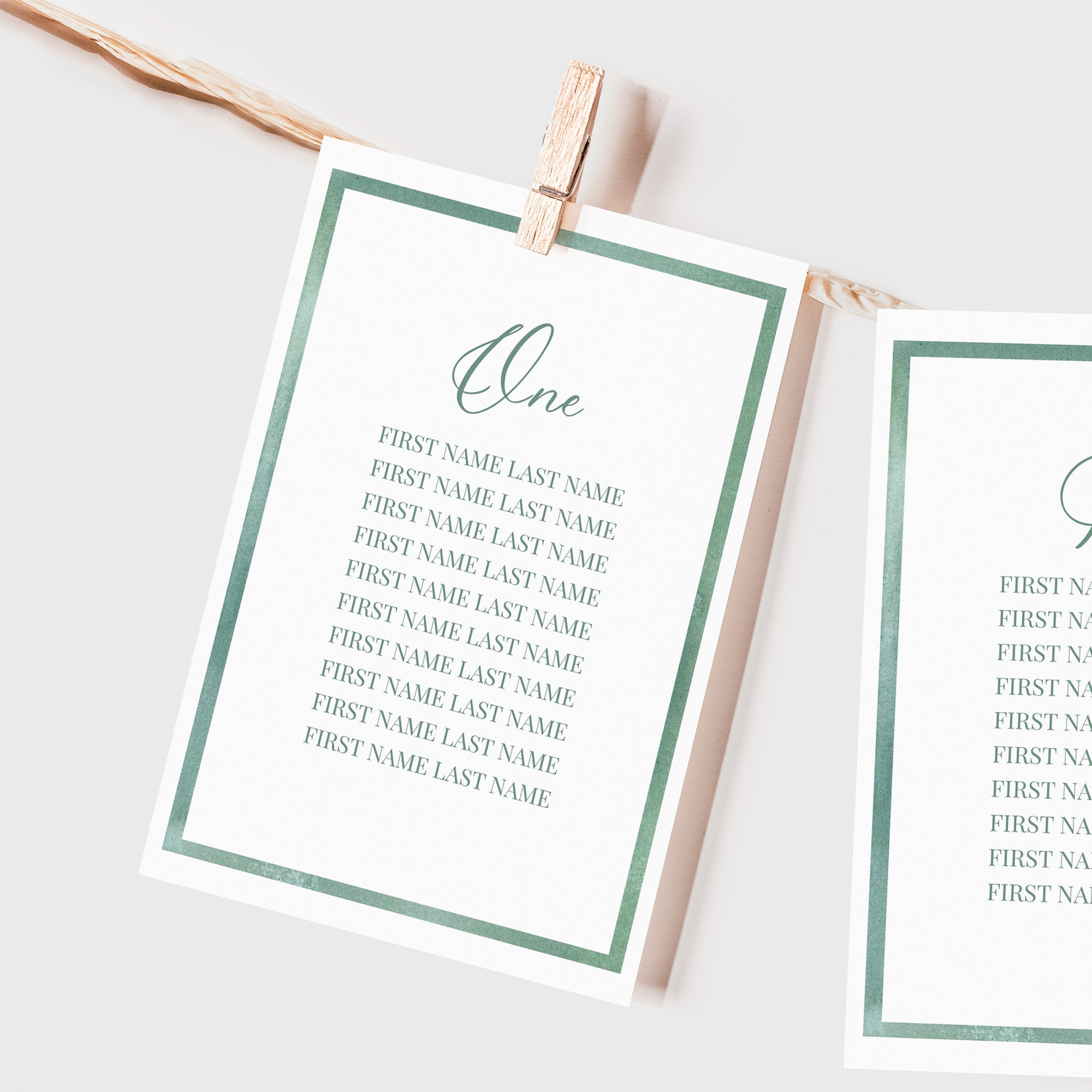 Seating Chart Cards, Editable Table Assignment Sign, Sage Watercolor ...