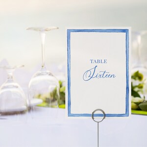 Light Blue Watercolor Frame Table Numbers TEMPLATE, Printable Table ...