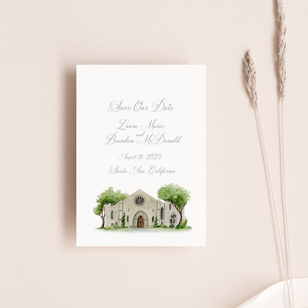 Watercolor Church Save the Date: Saint Joseph, Santa Ana (digital ...