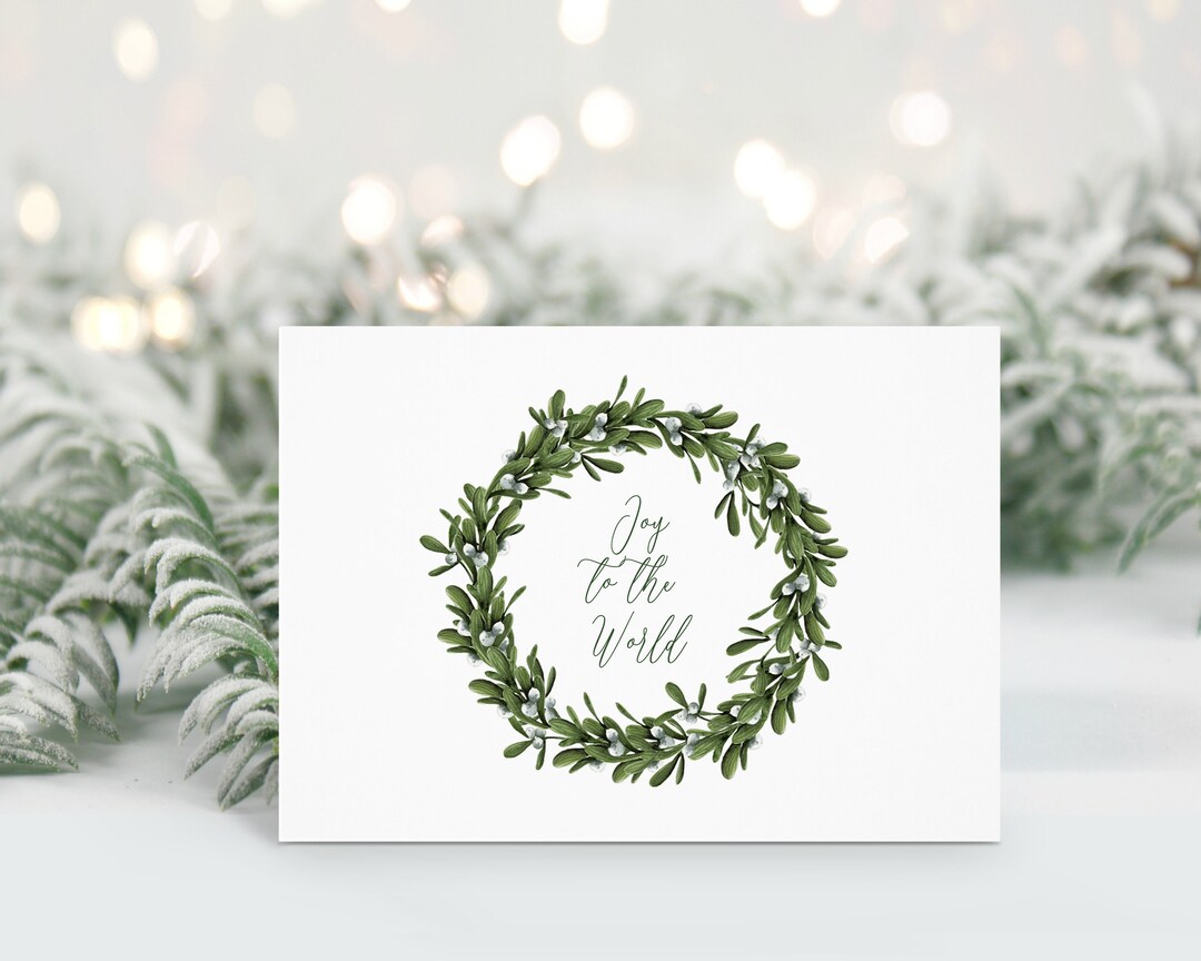 Christmas Wreath Card Template, Printable Holiday Card, Watercolor ...