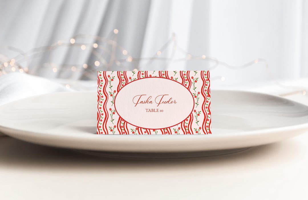 Christmas Placecard TEMPLATE, Printable Name Card, Christmas Party Name ...