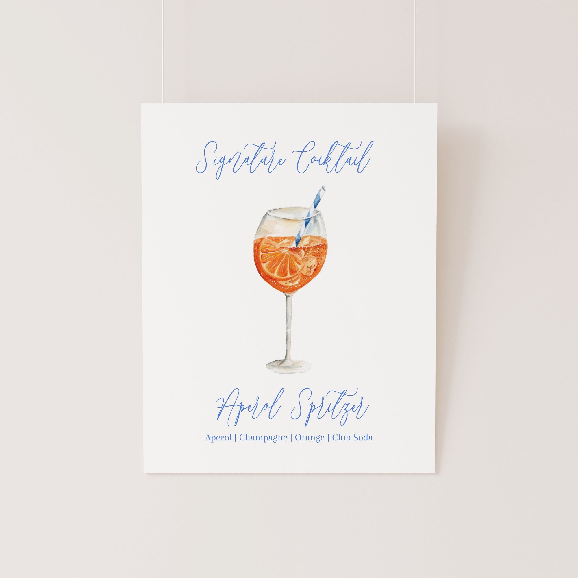 Aperol Spritzer Watercolor Cocktail Menu TEMPLATE Signature - Etsy