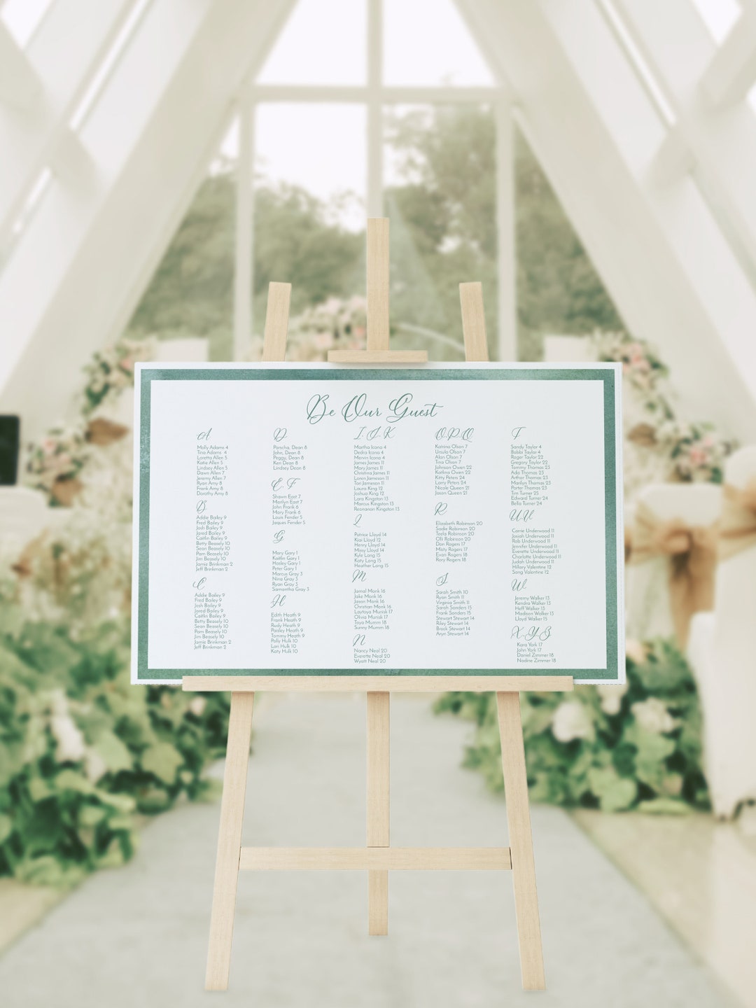 Alphabetical Seating Chart TEMPLATE, Editable Table Assignment Sign ...