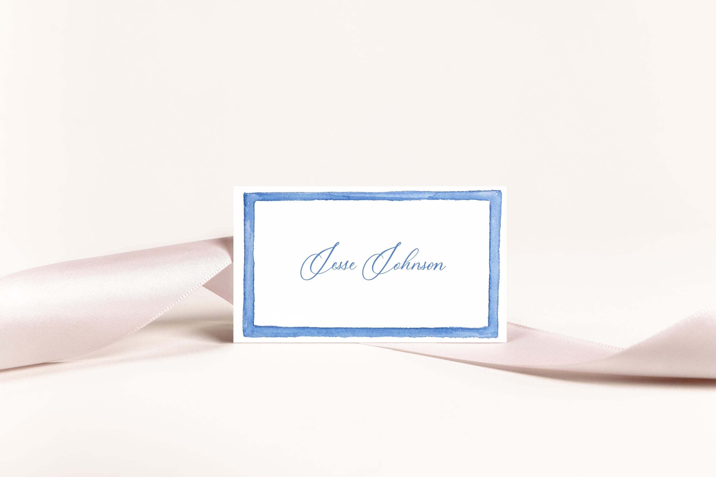 Light Blue Watercolor Frame Place Card Template Name Card - Etsy