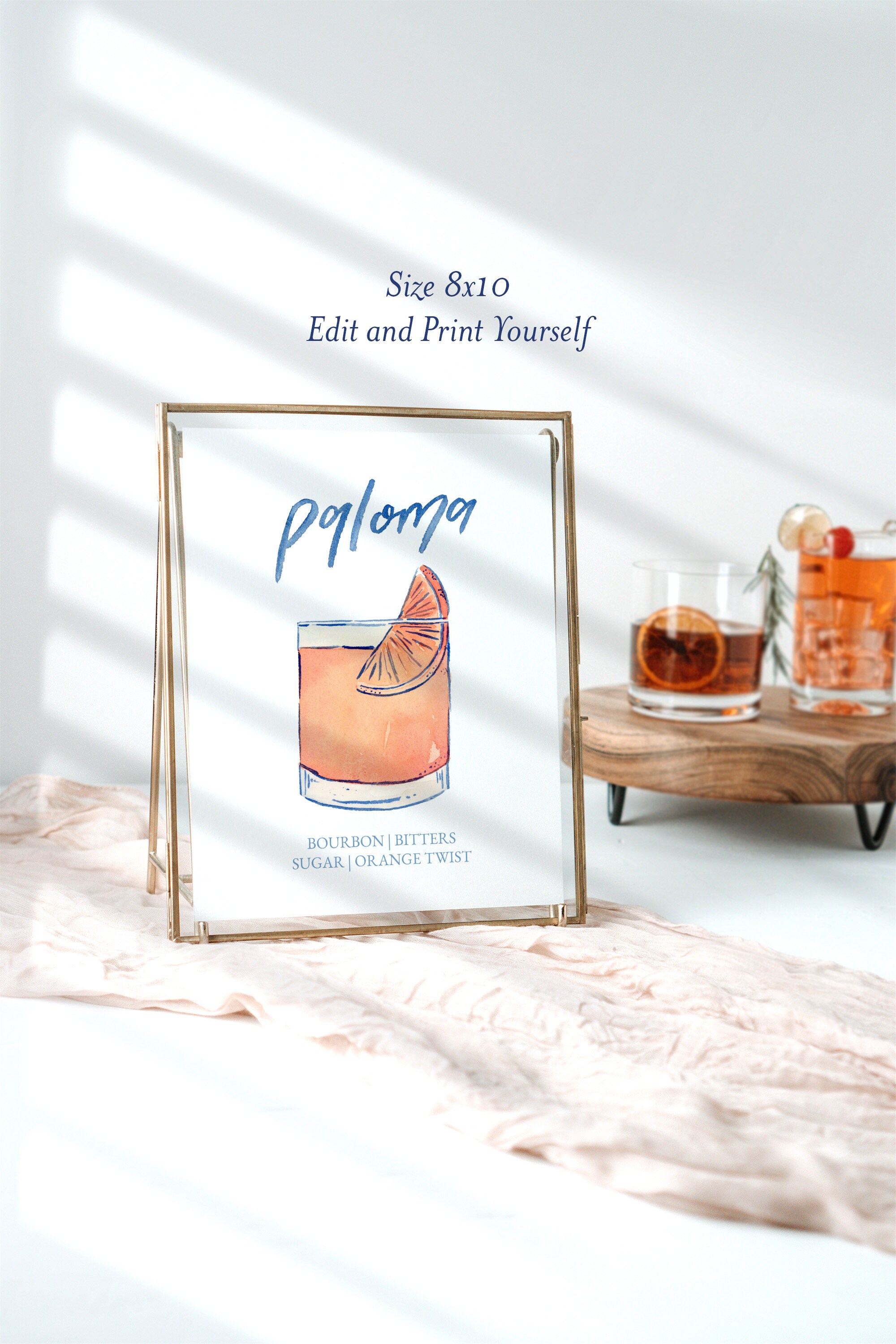 Paloma Signature Cocktail TEMPLATE, Paloma Cocktail Sign, Signature ...