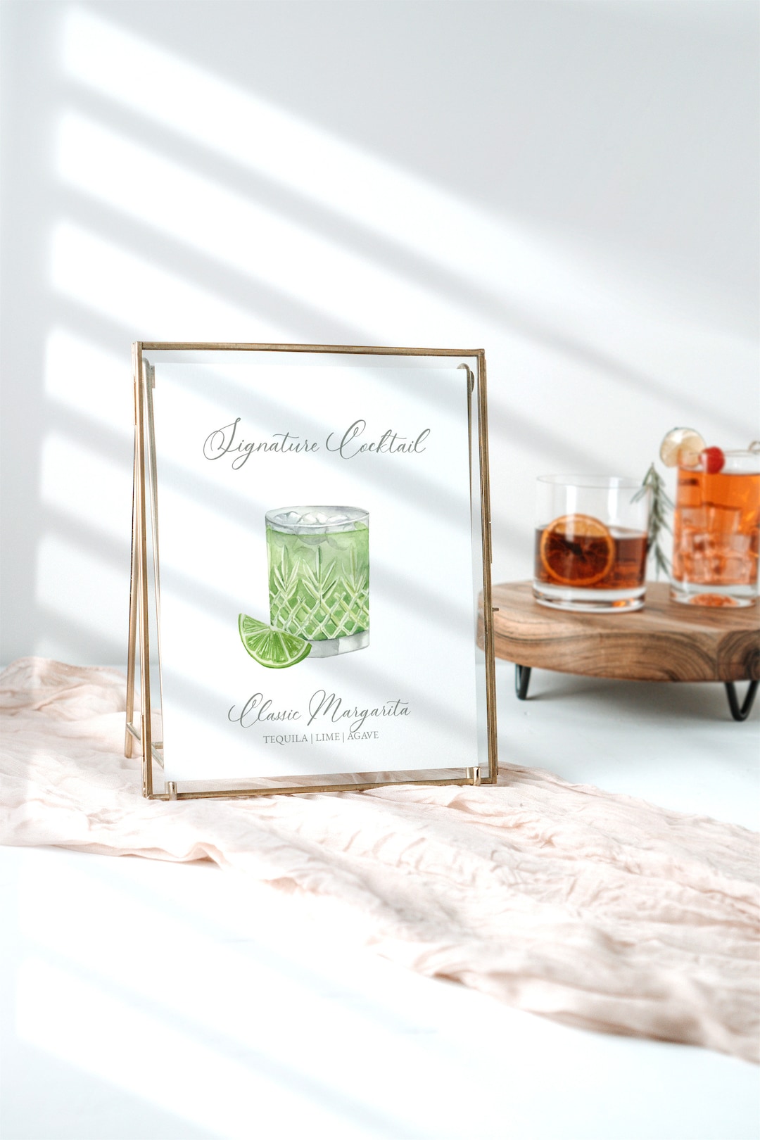 Margarita Watercolor Bar Menu TEMPLATE, Signature Cocktail Sign ...