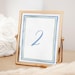 Watercolor Wedding Table Numbers: Blue & Green Frame (digital Template ...