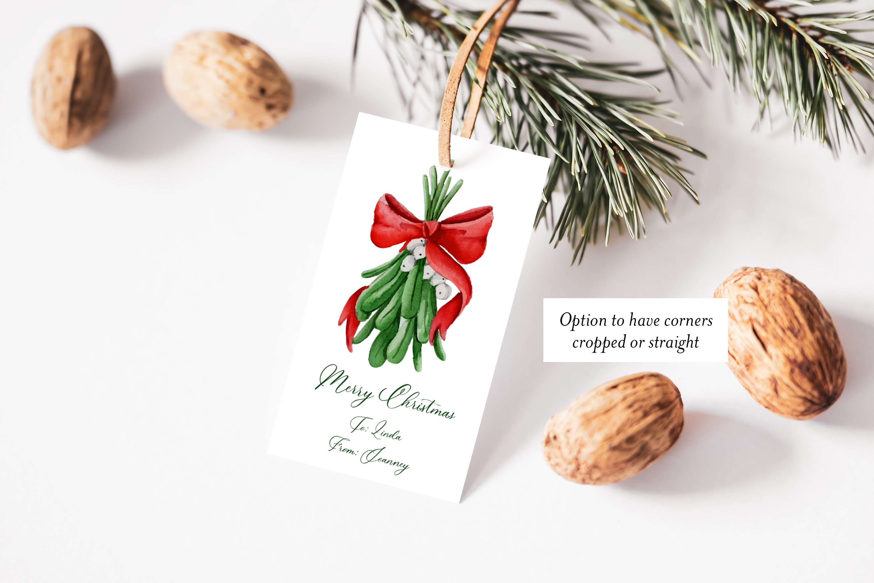 Mistletoe Gift Tag TEMPLATE Printable Christmas Gift Tags - Etsy