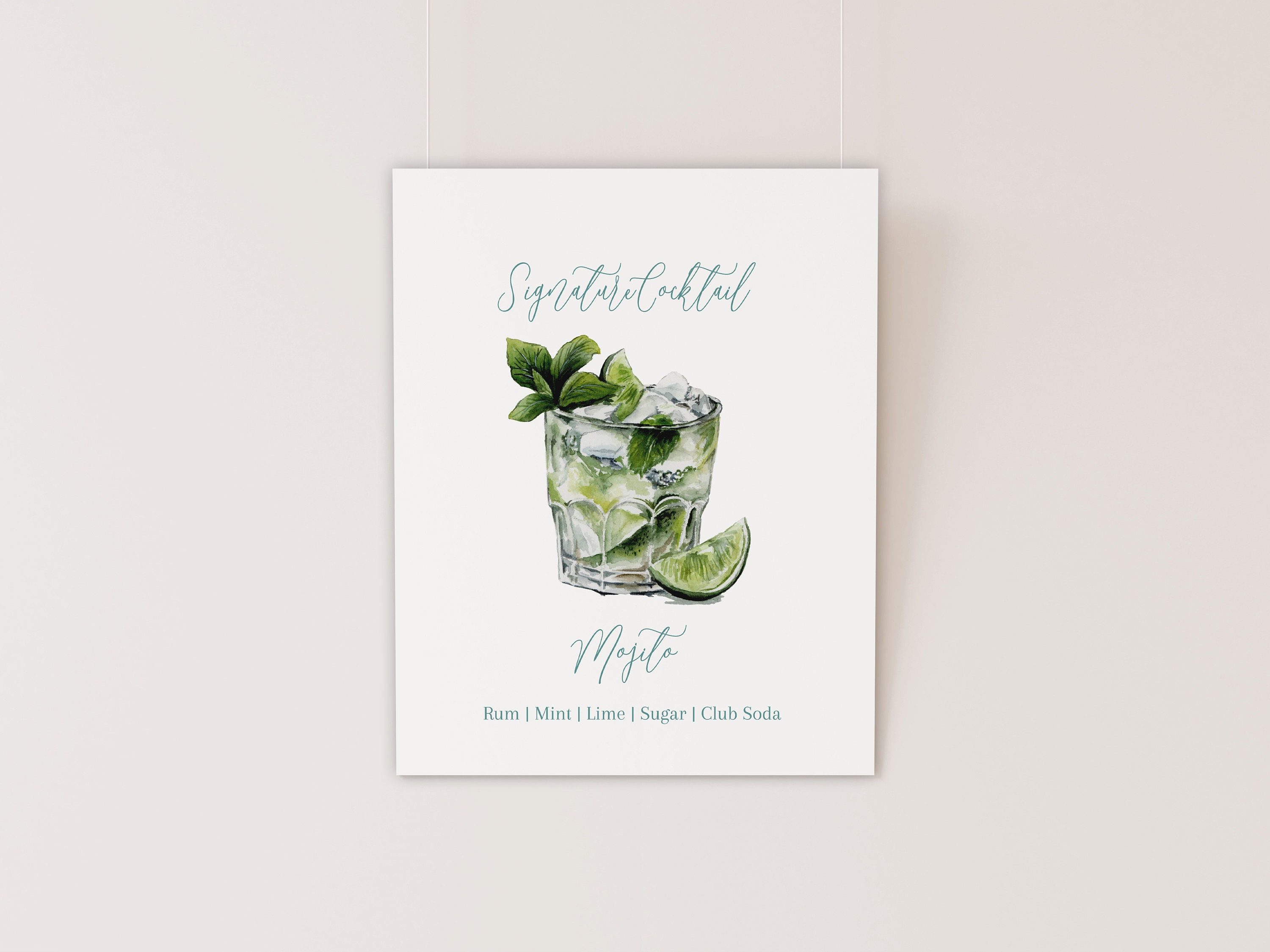 Mojito Signature Cocktail TEMPLATE, Mojito Bar Sign, Rum Cocktail Sign ...
