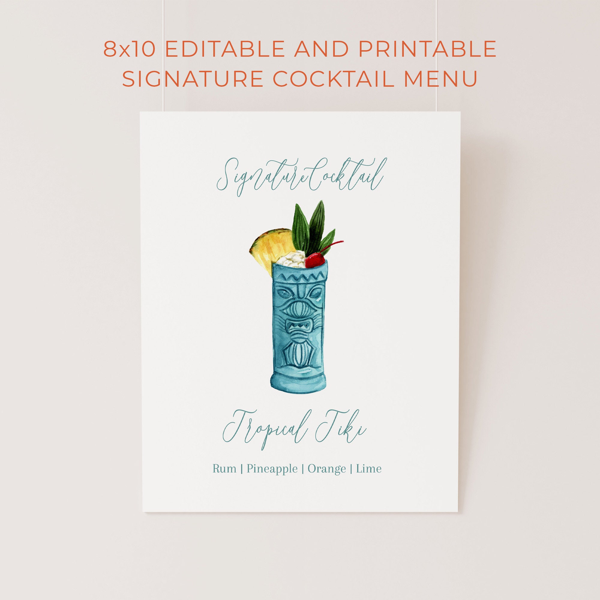 Tiki Cocktail Menu Template: Tropical Bar Sign (instant Download) - Etsy